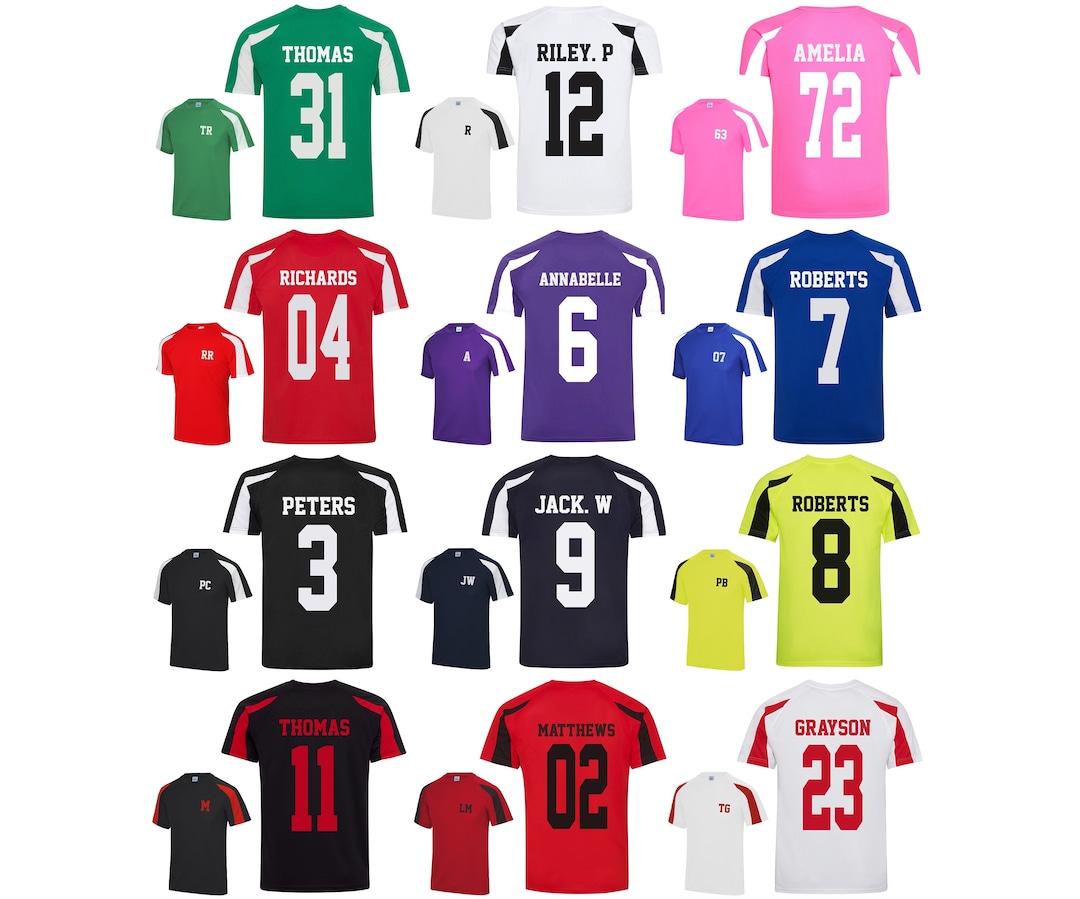 Adults Personalised Football Shirt Sports Kit Custom Initials Team Name ...