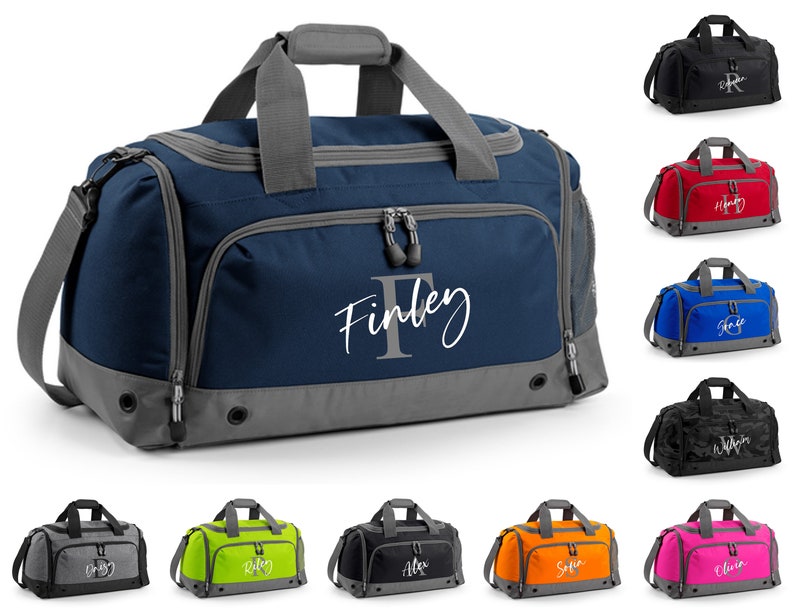 Kids Personalised Name Holdall Boys Girls Sports PE School Football Bag ...