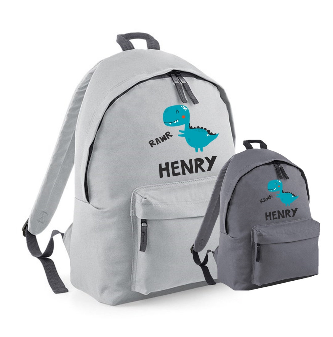 Boys Personalised Name Blue Dinosaur Backpack - Etsy