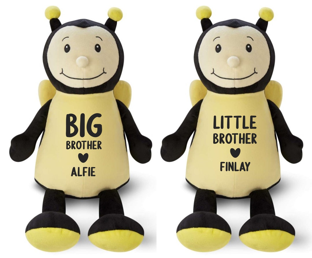 Personalised Name Big & Little Brother Large Plush Bumble Bees Teddy ...