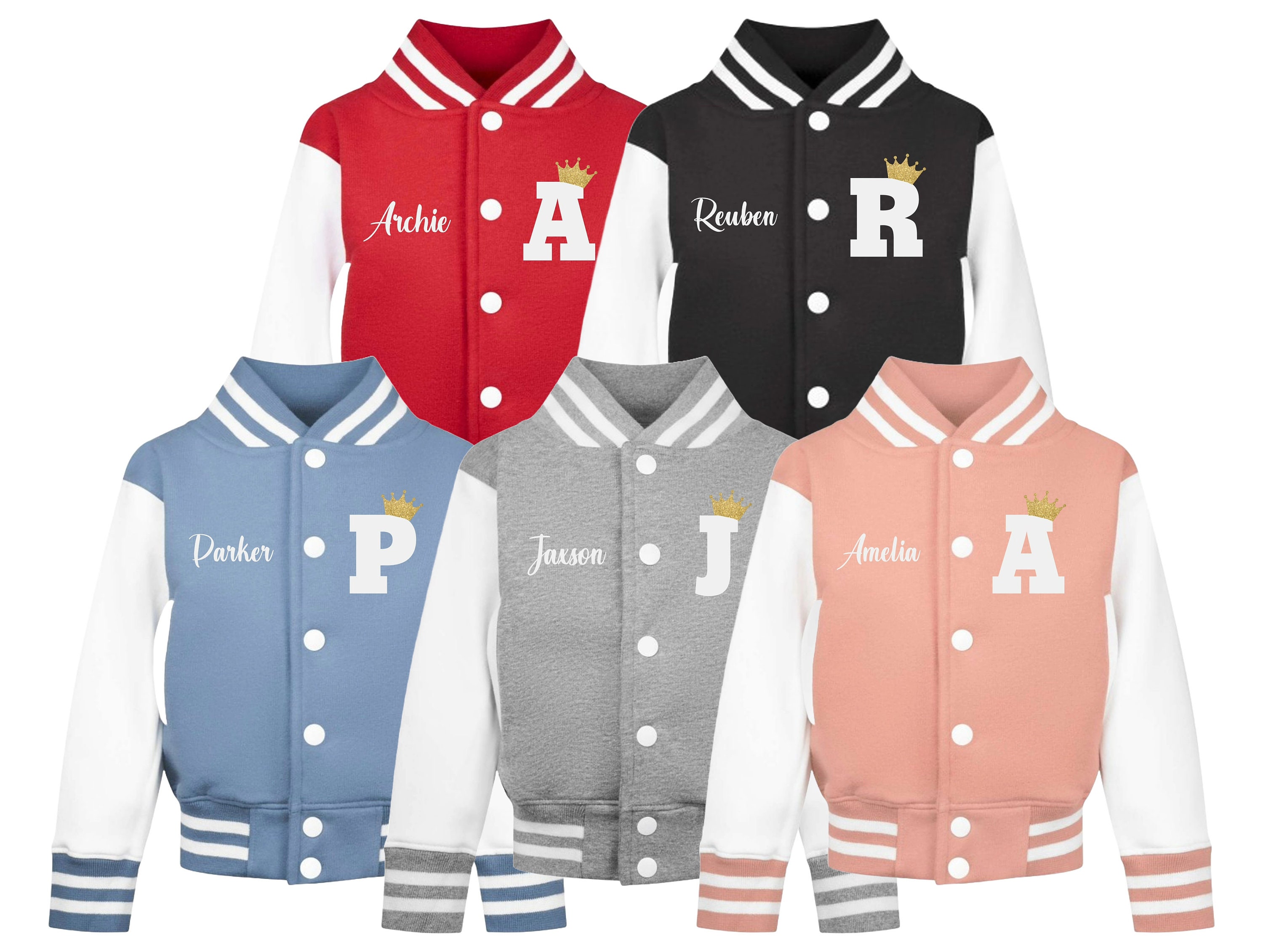 Personalised Name Initials Toddler & Kids Varsity Jacket Custom College ...