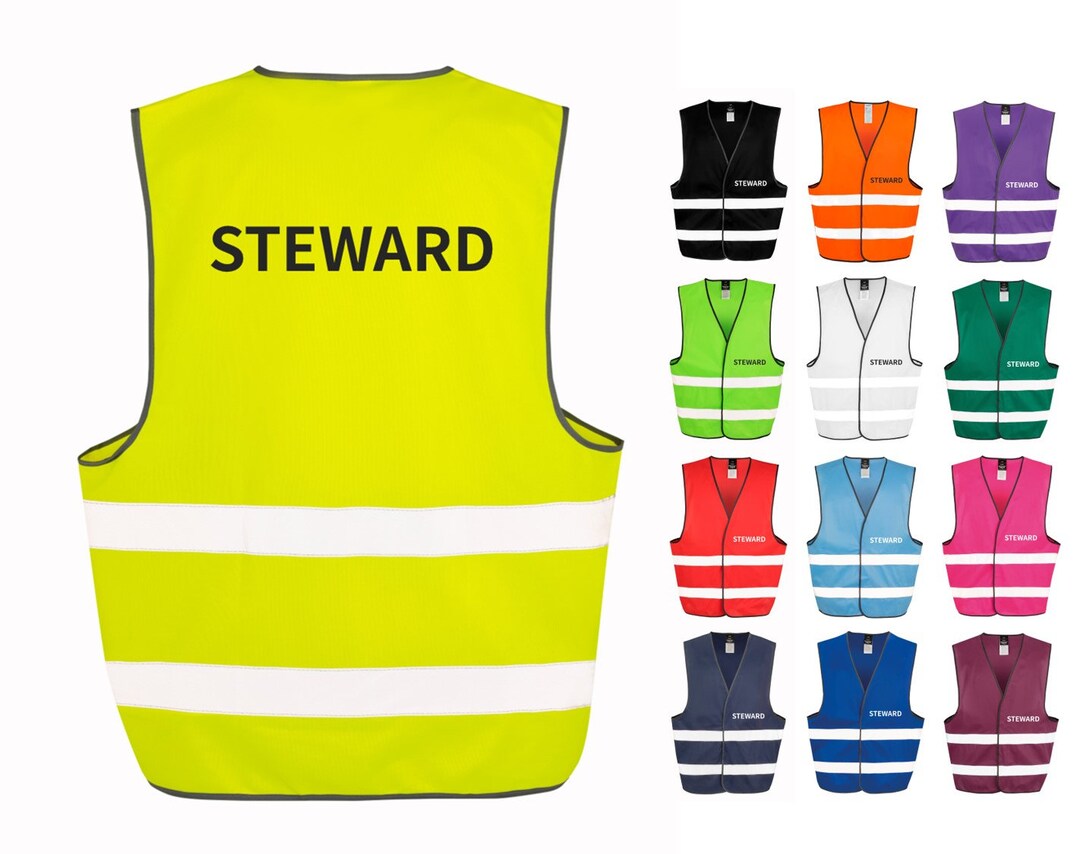 Steward Hi-vis Waistcoat Reflective Safety Vest - Etsy