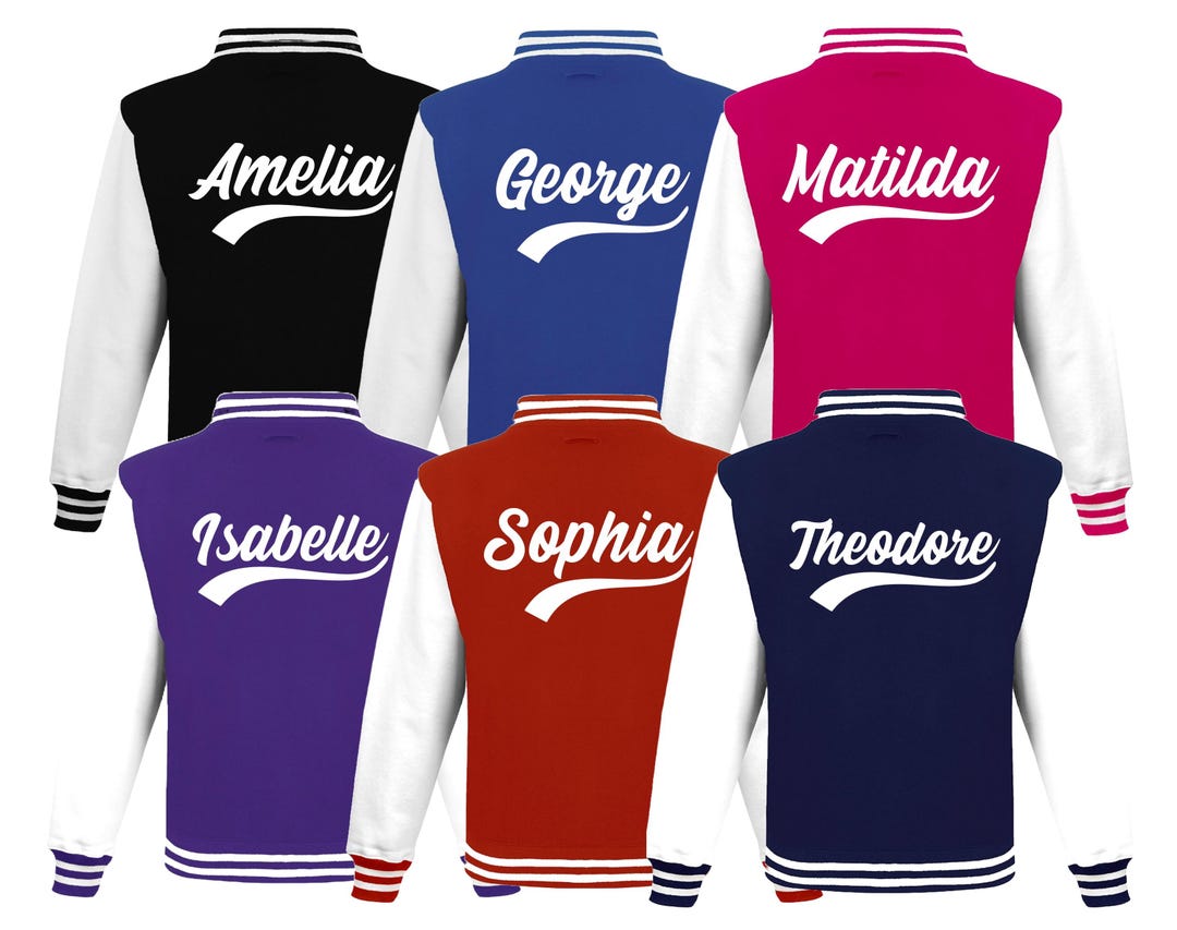 Adults Personalised Name Baseball Varsity Jacket Mens Ladies Custom ...