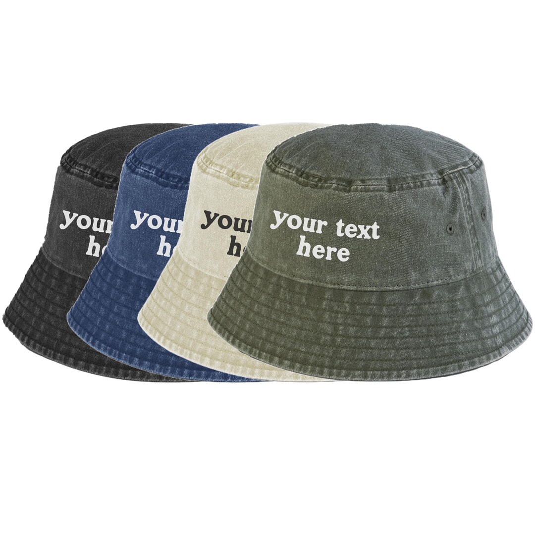 Personalised Vintage Bucket Hat UPF50+ Custom Your Text Design Retro ...