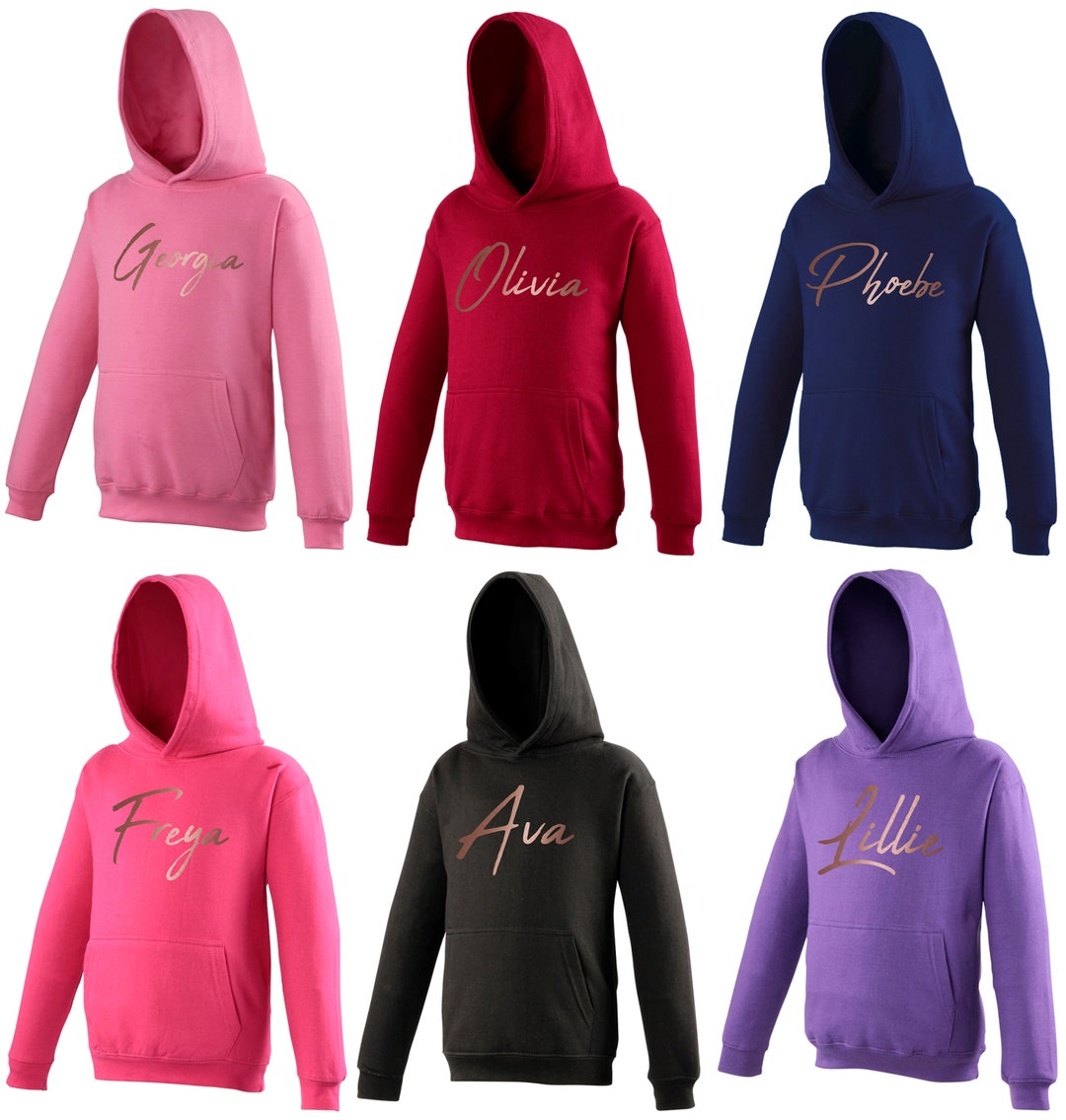 Girls Personalised Rose Gold Name Hoodie - Etsy