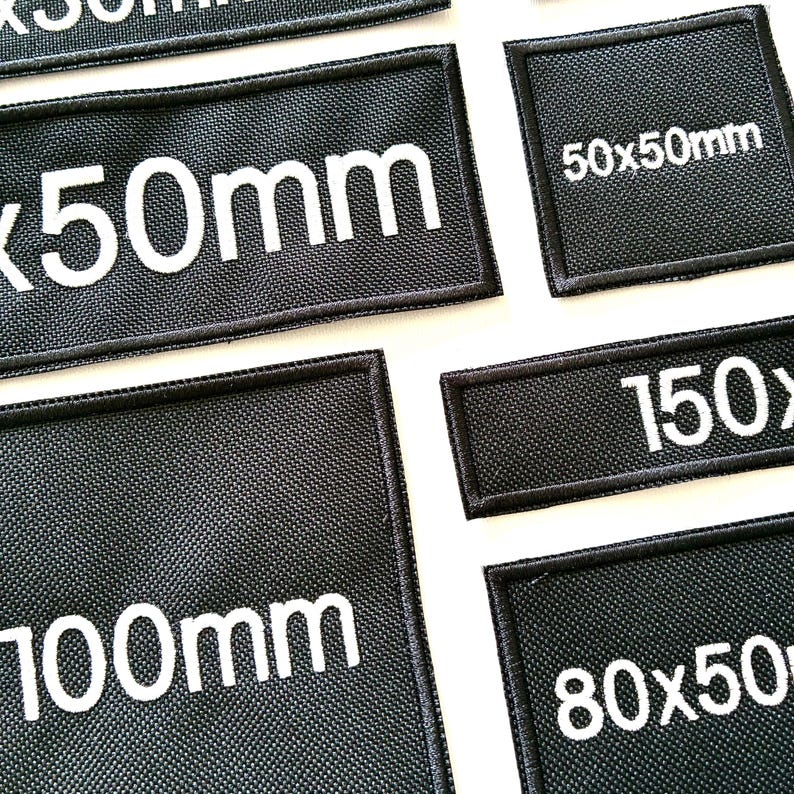 Personalised Embroidered Black Patches Sew/iron/velcro® Custom Text ...