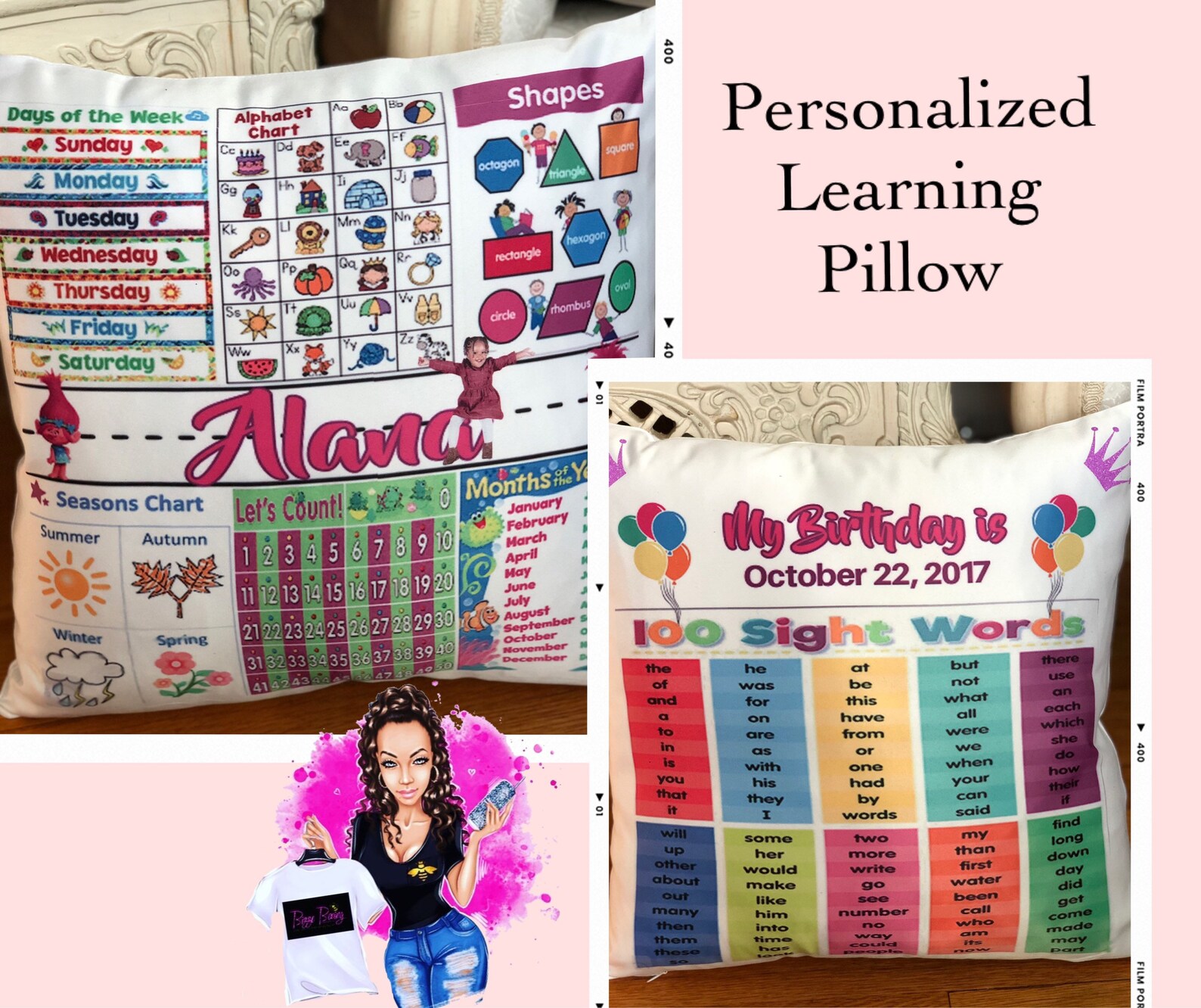 Personalized Learning Pillow Teaching Pillow Reversible - Etsy