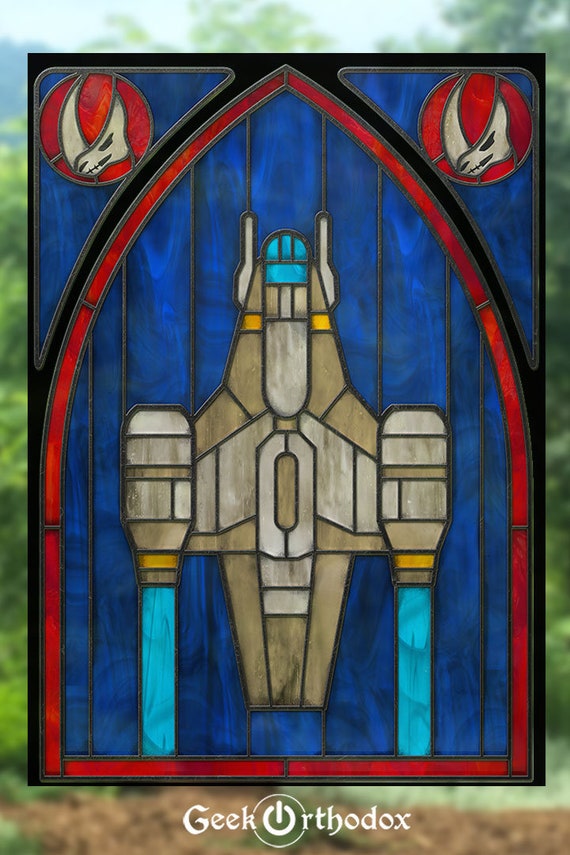 Art & Collectibles Prints Stained Glass window cling Razor Crest etna ...