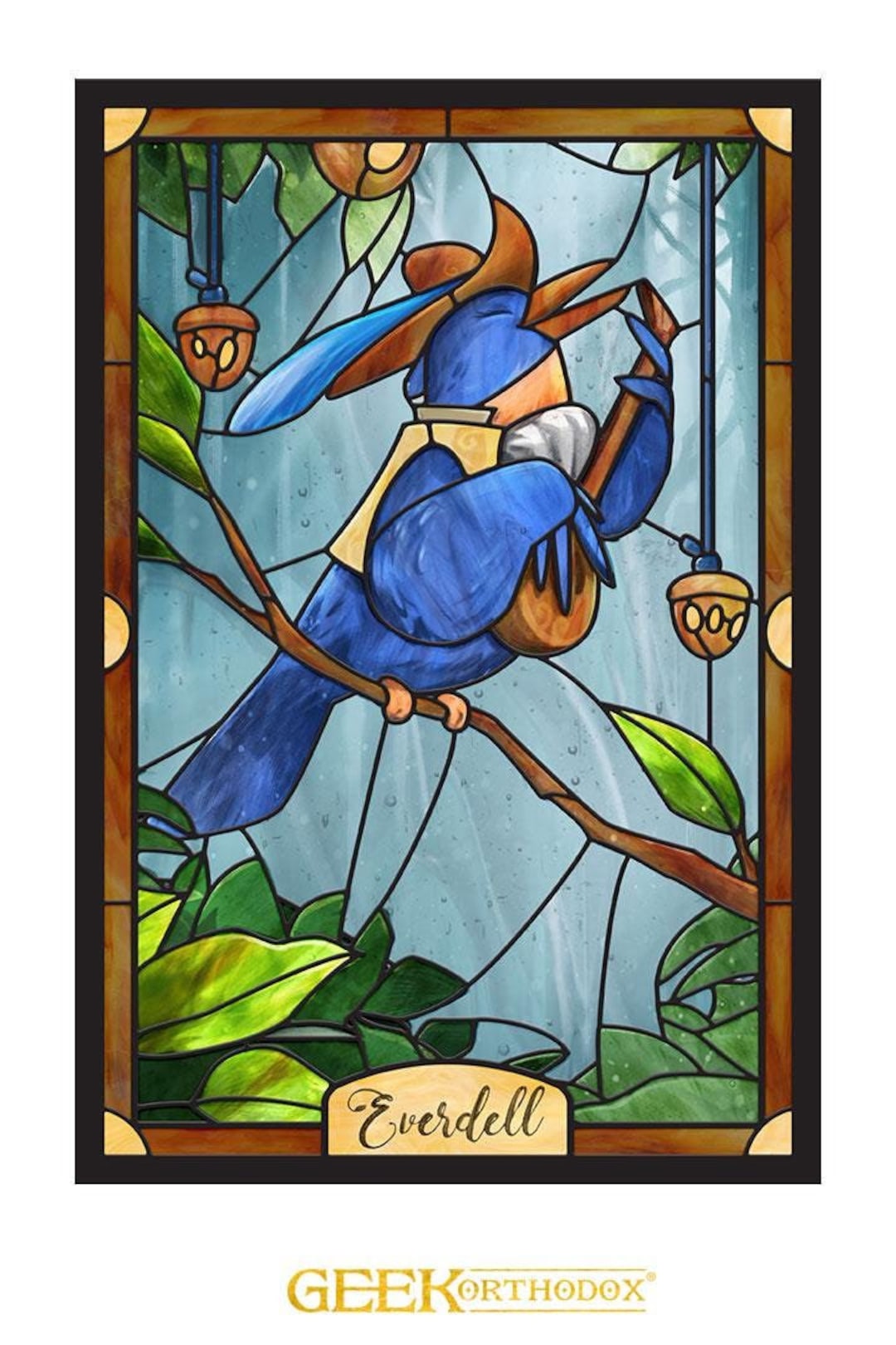 Everdell Official Jor Goldwing Card Art - Icon Style Stained Glass ...