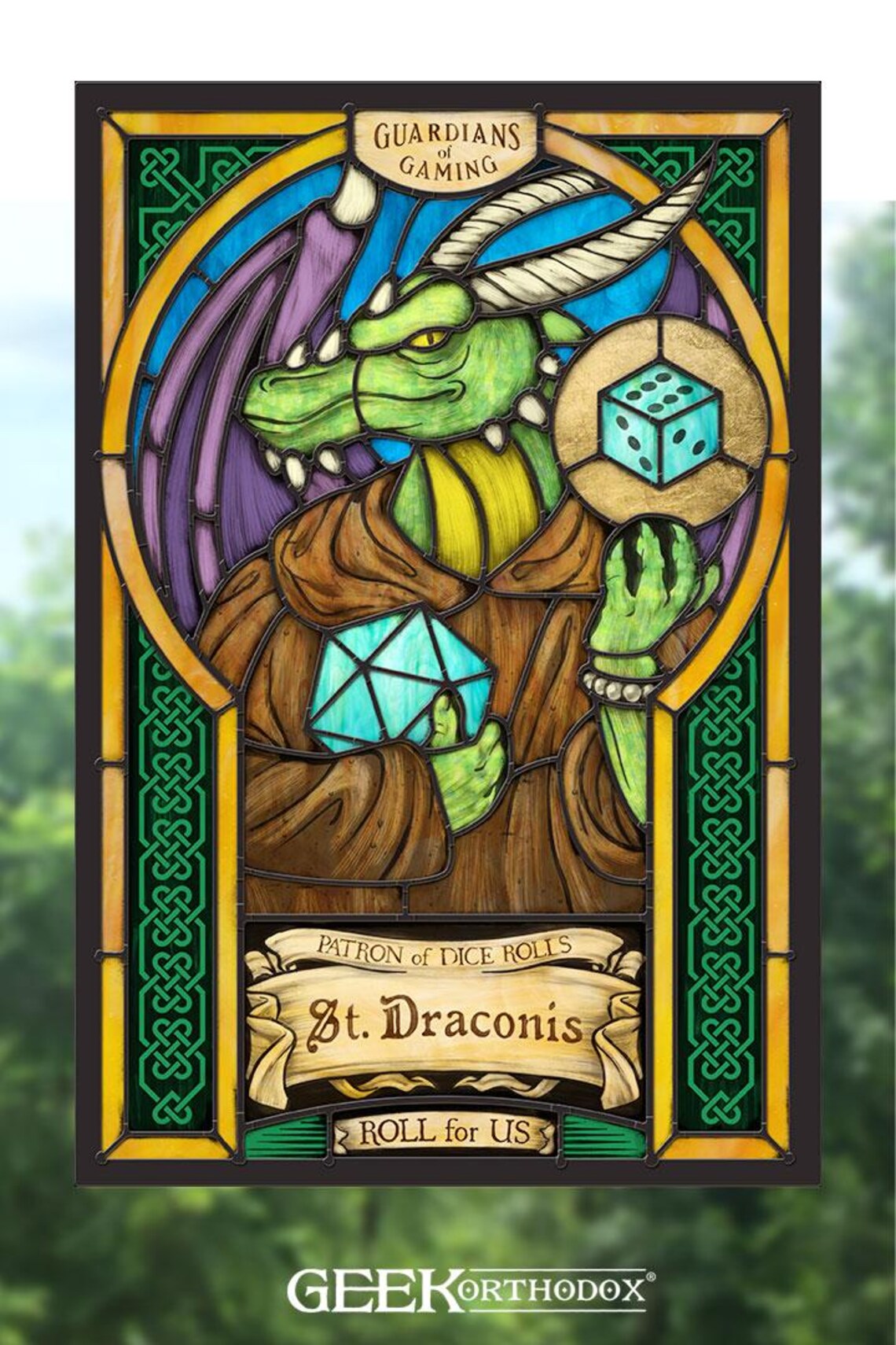 St Draconis Patron of Dice Rolls - Icon Style Stained Glass Window ...