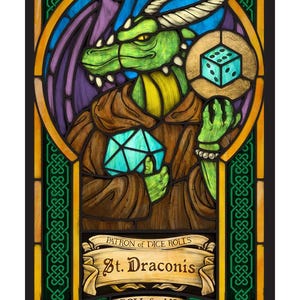 St Draconis Patron of Dice Rolls - Icon Style Stained Glass Window ...