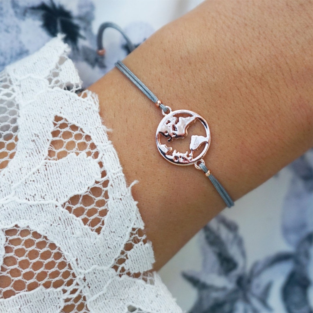 World Map Bracelet Globe Bracelet, Gift for Women, Gift for Girlfriend ...