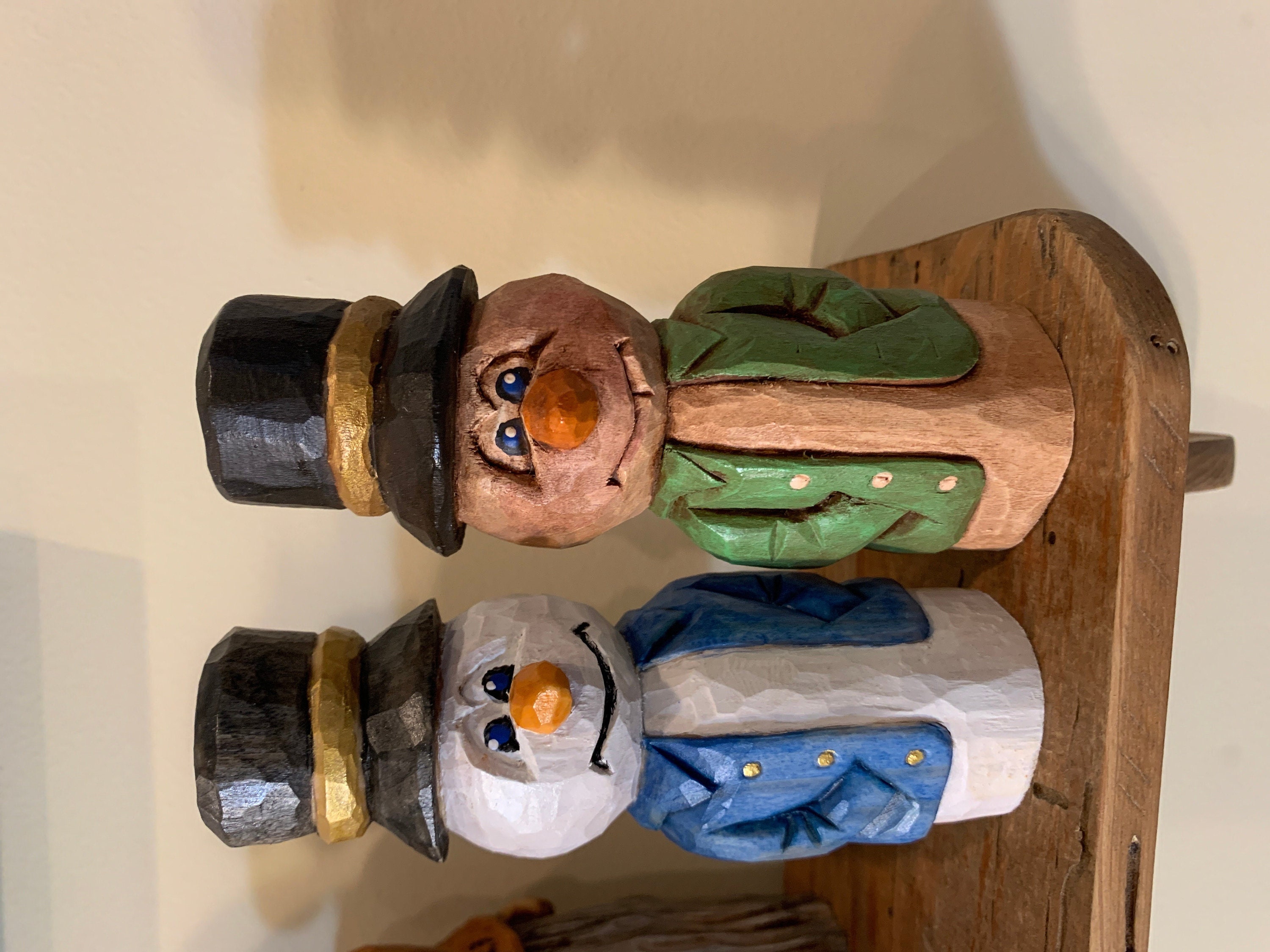 Hand Carved Snowman - Etsy