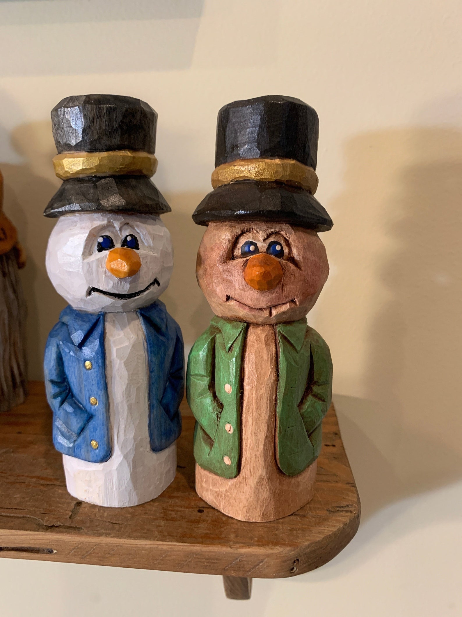 Hand Carved Snowman - Etsy