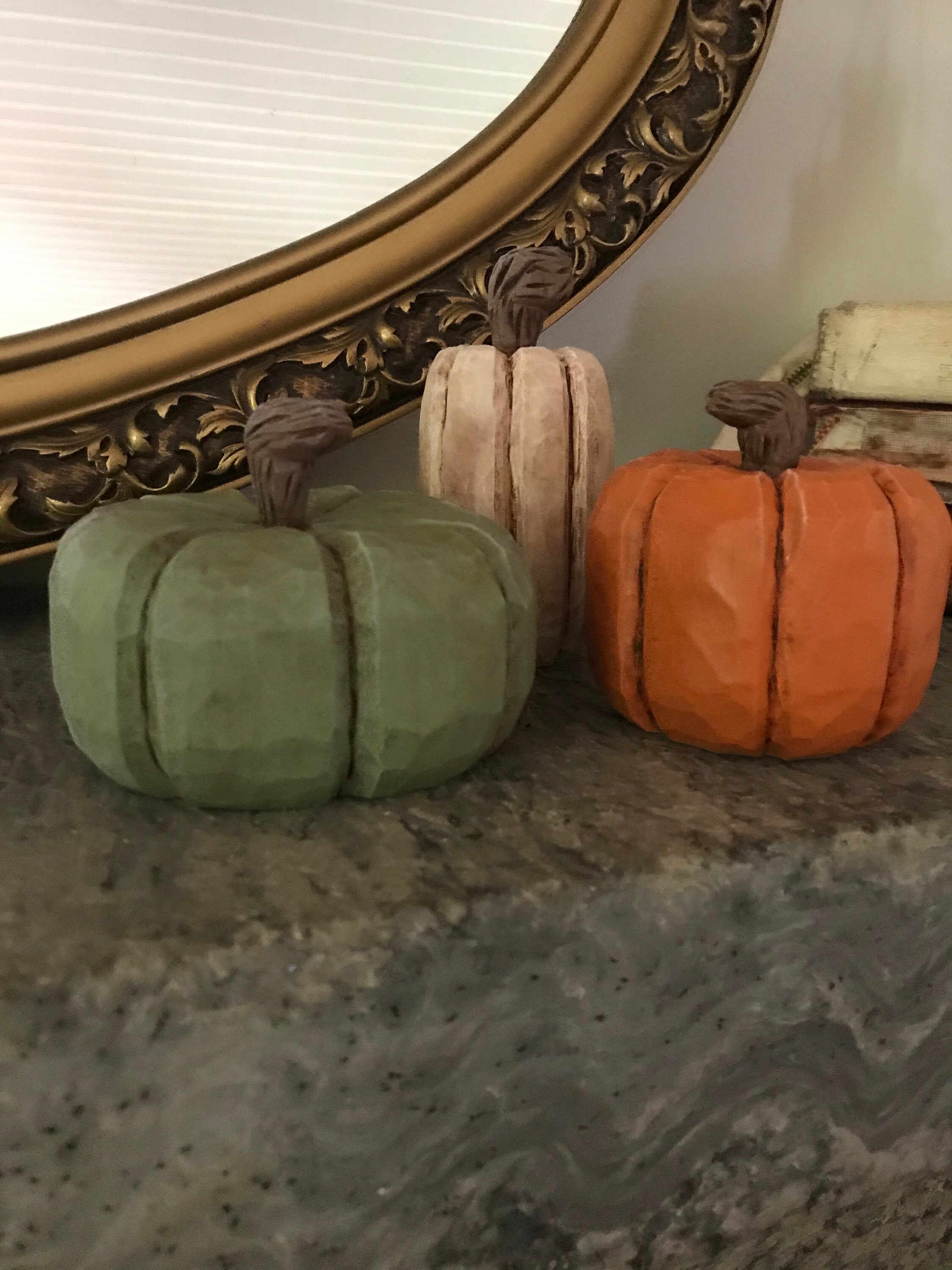 Hand Carved pumpkin trio | Etsy