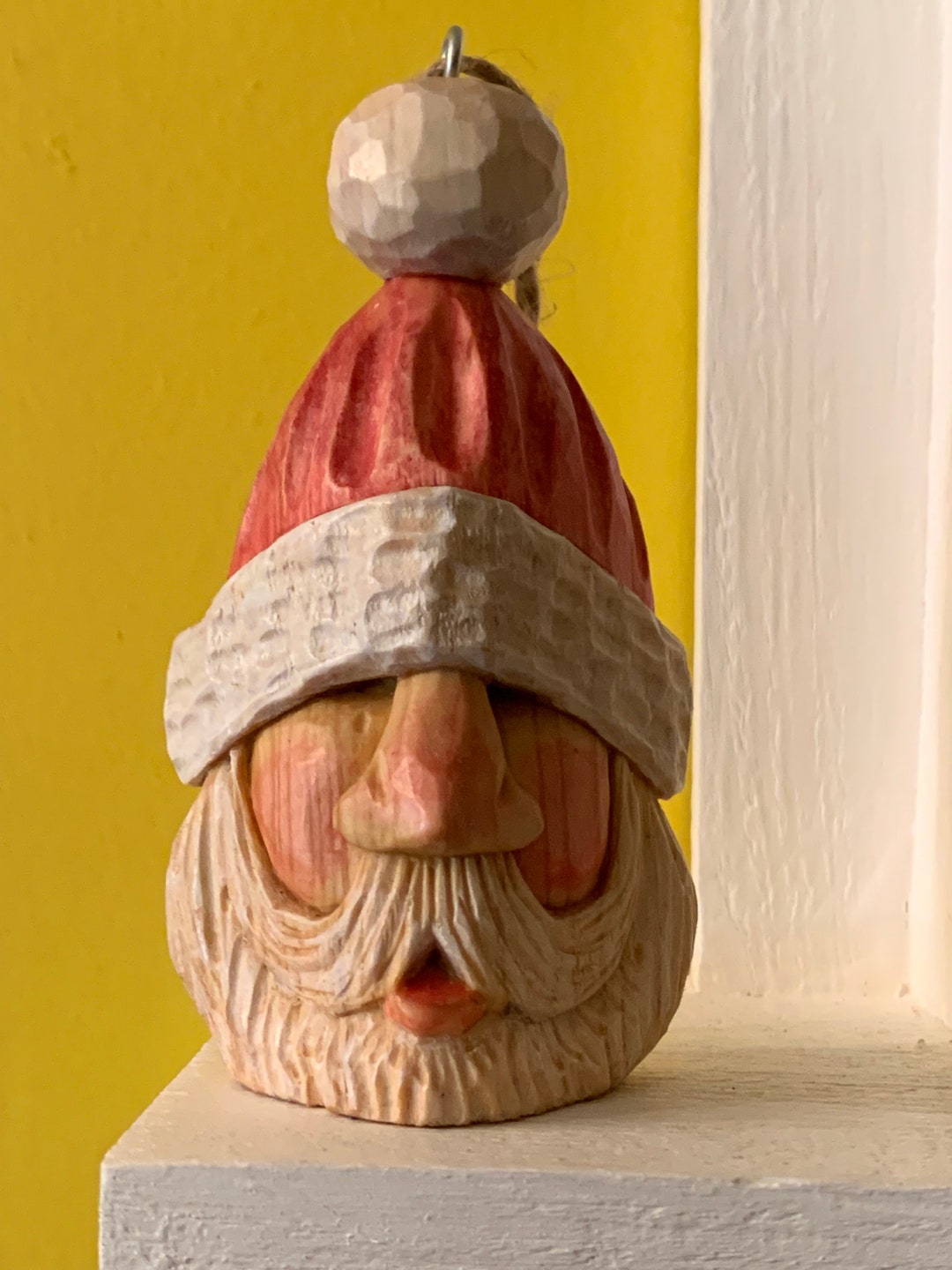 Santa Head Hand-carved With Ball Topper - Etsy