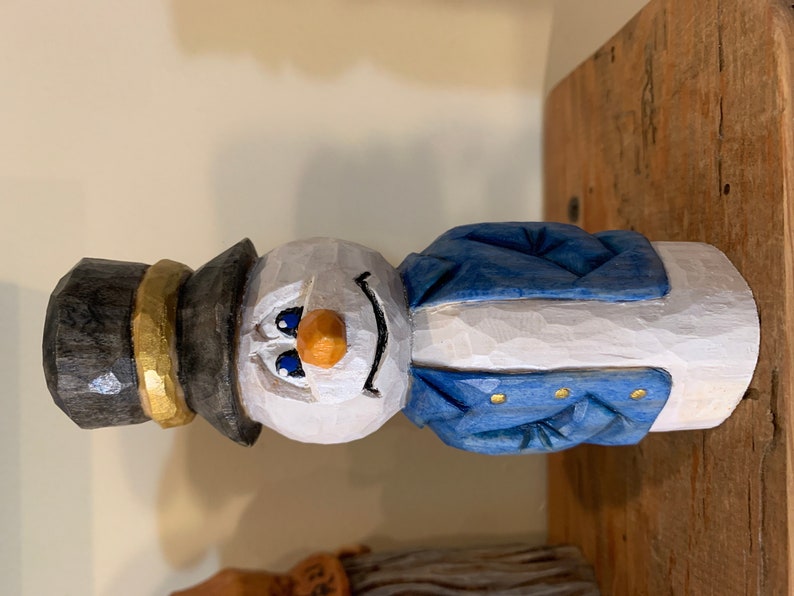 Hand Carved Snowman - Etsy