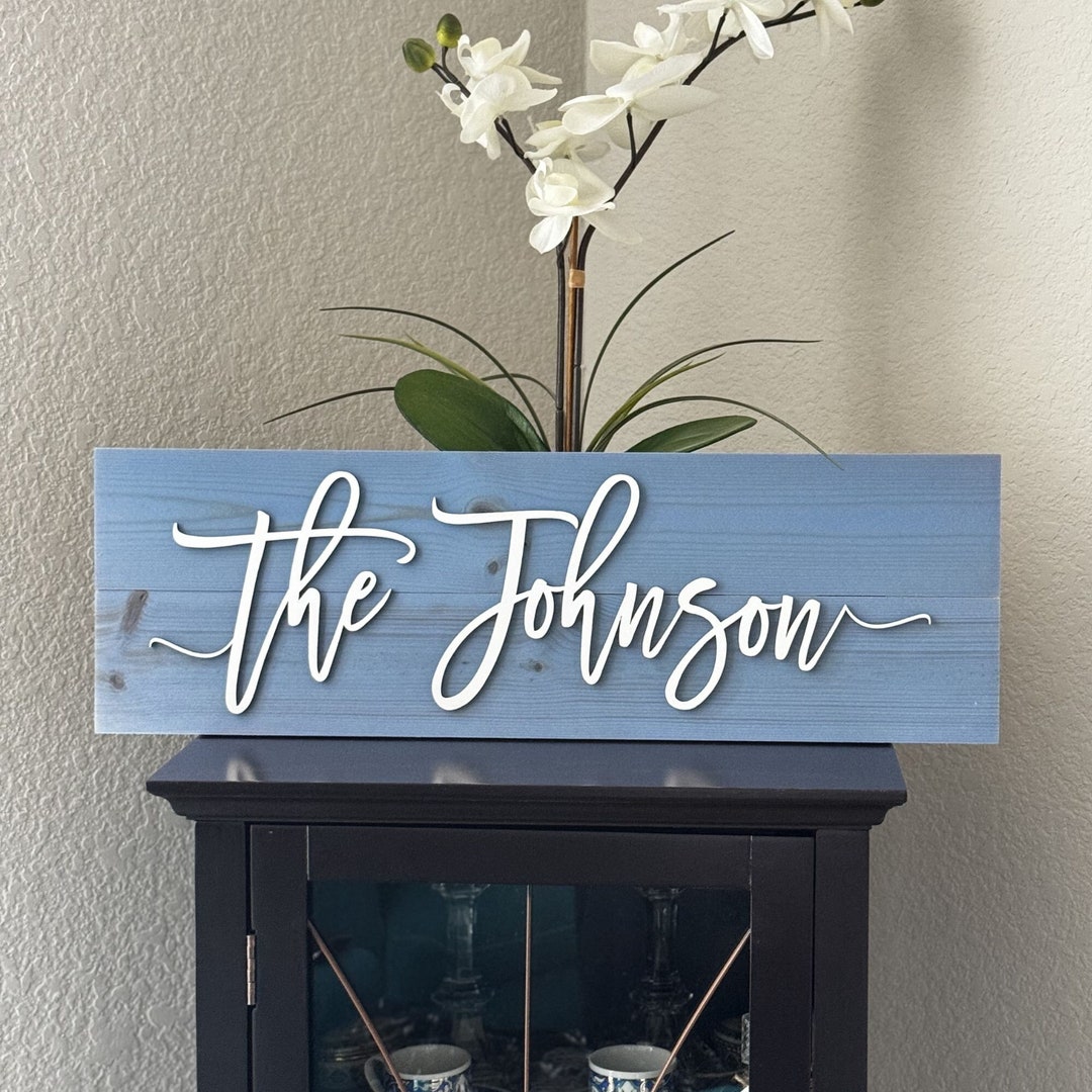 Custom Family Name Wood Sign: 3D Laser Cut Home Decor - Etsy