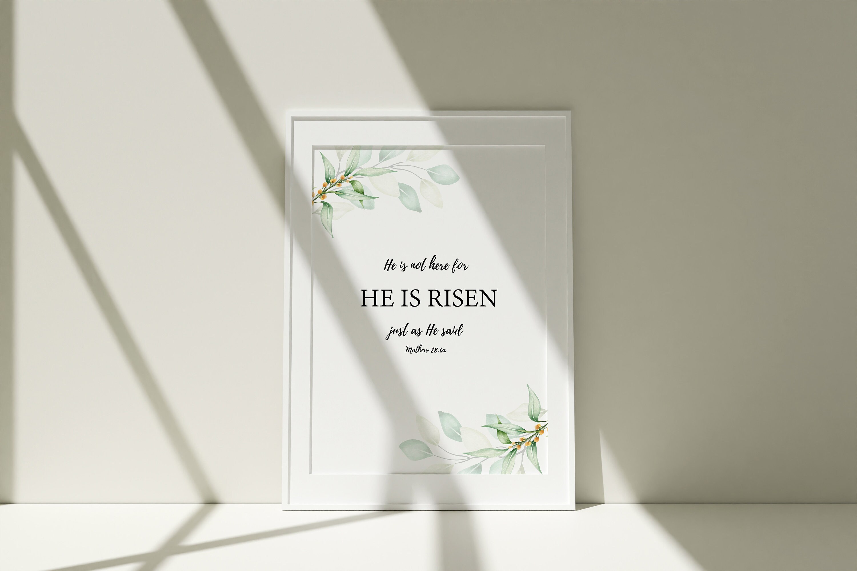 He is Risen Easter Printable Bible Verse Wall Art Home Decor Farmhouse ...