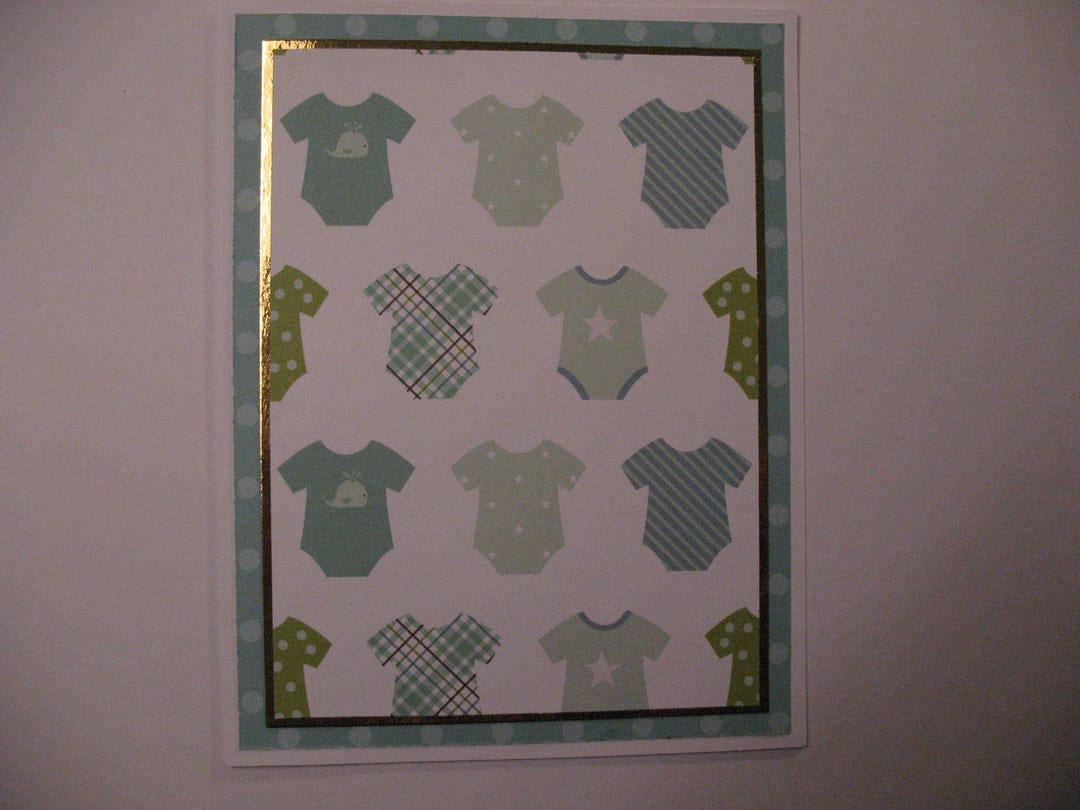 Handmade Baby Boy Onesie Note Card, Birth Announcement, Shower Gift - Etsy