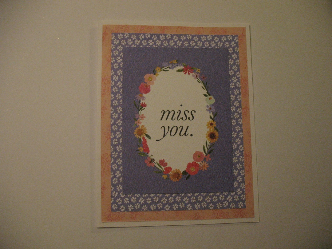 Purple and Pink Miss You Note Card - Etsy