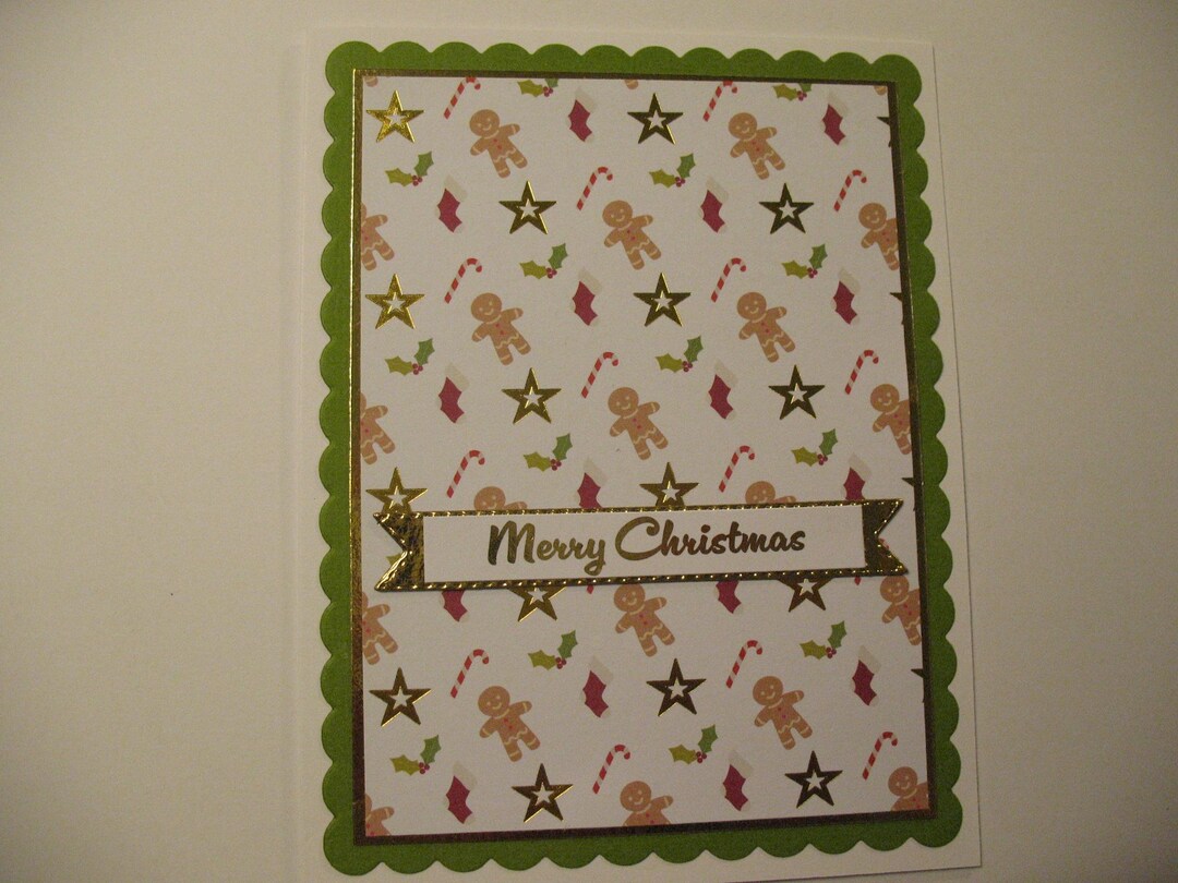 Handmade Gingerbread Man, Star, and Candy Cane Christmas Card - Etsy