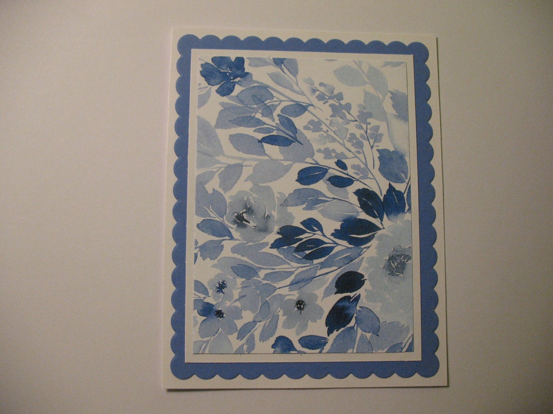 Pretty Blue Floral Note Card Using a Watercolor Effect, Thinking of You ...