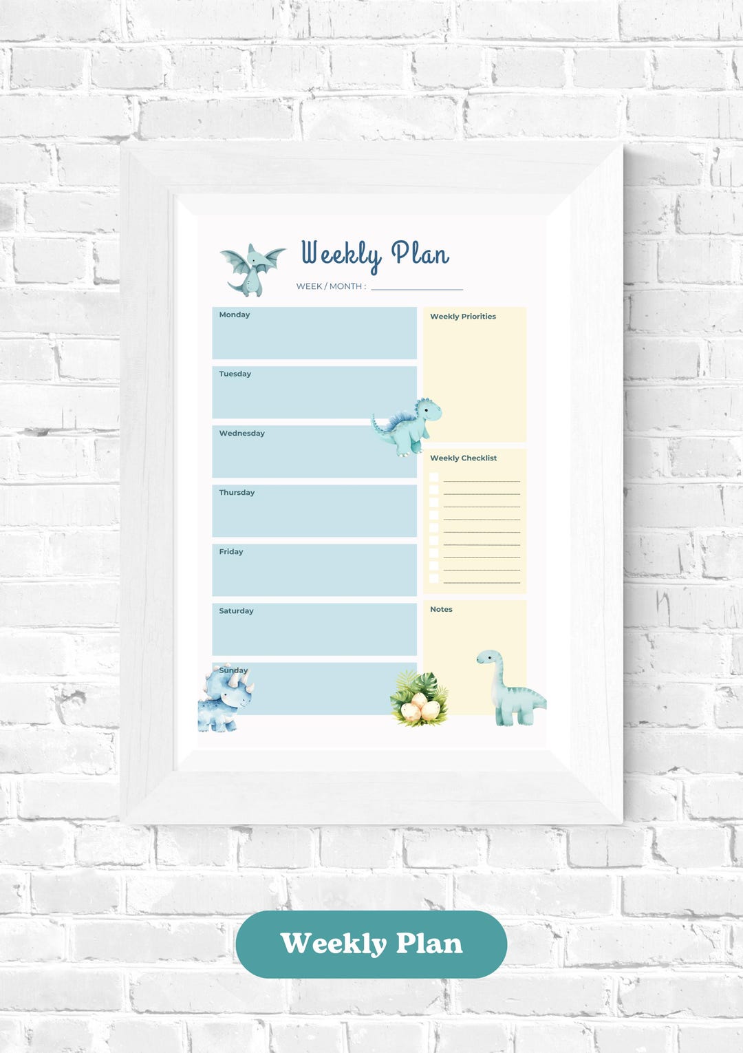 Dinosaur Weekly Plan Printable - Etsy