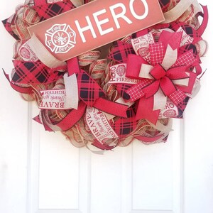 Firefighter Wreath, Fire Department Decor, Fire Station Hero Wreath ...