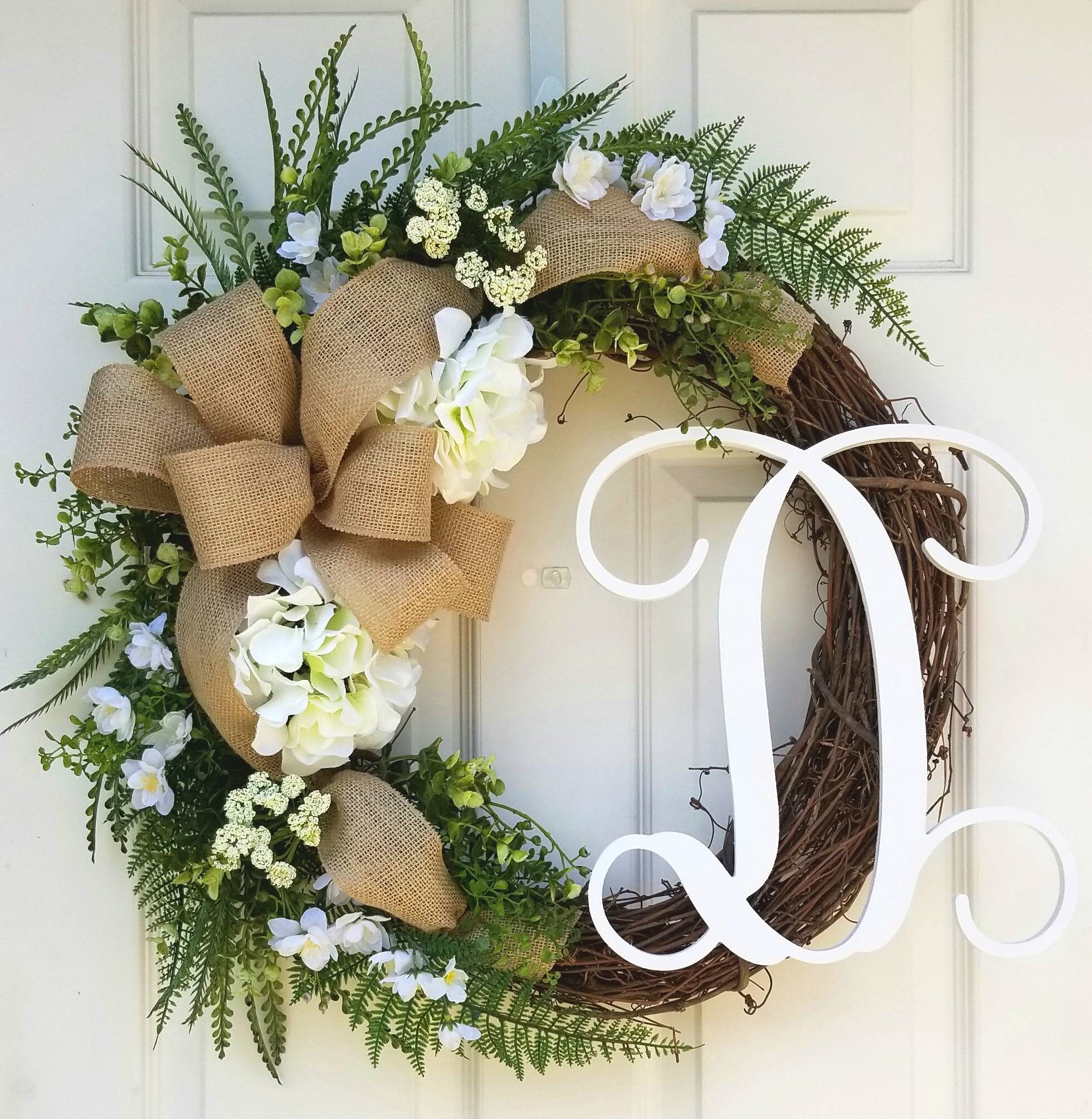 Floral Wreath Personalized Wreath Greenery Wreath Grapevine | Etsy