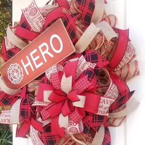Firefighter Wreath, Fire Department Decor, Fire Station Hero Wreath ...