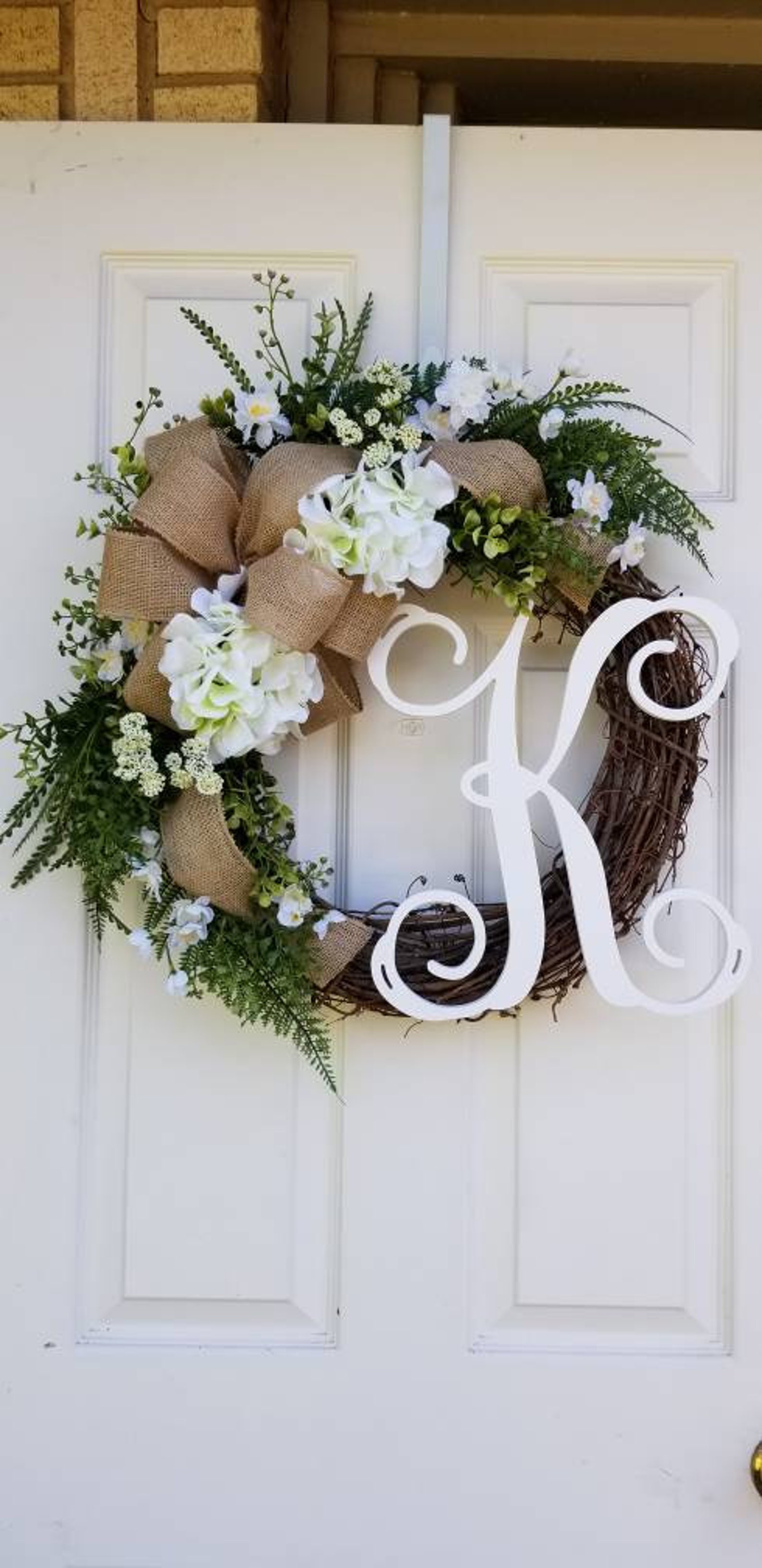 Floral Wreath Personalized Wreath Greenery Wreath Grapevine | Etsy