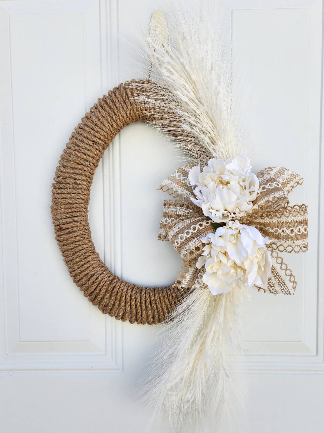 Easter Egg Wreath, Boho Easter Decor, Neutral Spring Wreath, Happy ...