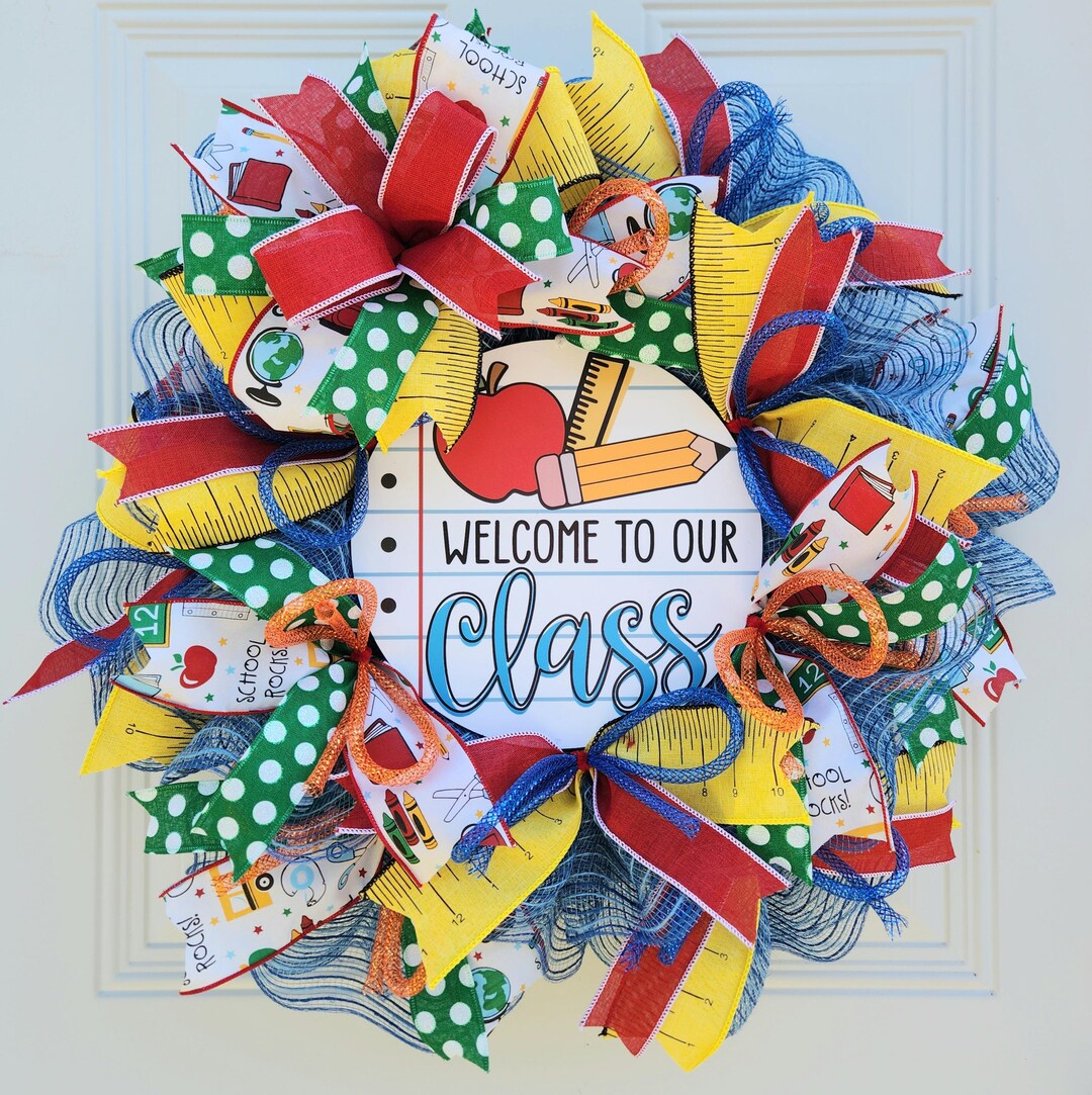 Teacher Wreath, Back to School Classroom Decor, Homeschool Class Decor ...