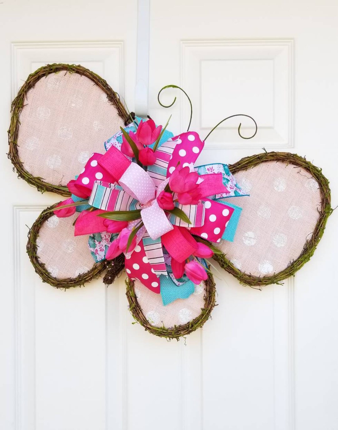 Butterfly Wreath, Spring Decor, Butterfly Door Hanger, Spring Wreath ...