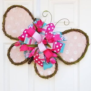 Butterfly Wreath, Spring Decor, Butterfly Door Hanger, Spring Wreath ...