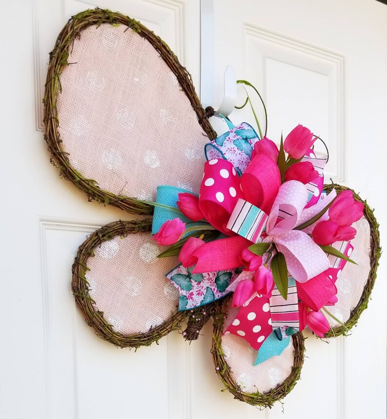 Butterfly Wreath Spring Decor Butterfly Door Hanger Spring | Etsy