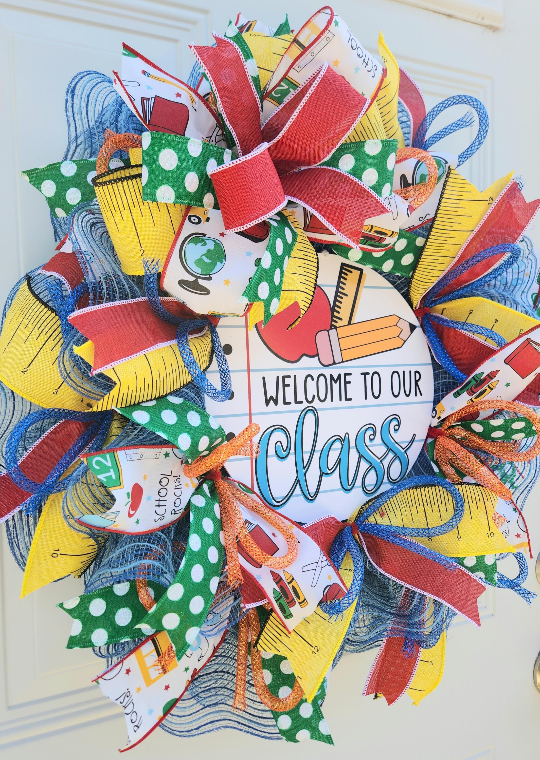 Teacher Wreath, Back to School Classroom Decor, Homeschool Class Decor ...