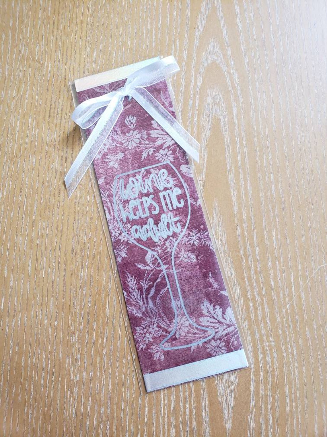 Wine Helps Me Adult Bookmark Cardstock Paper Burgundy With - Etsy