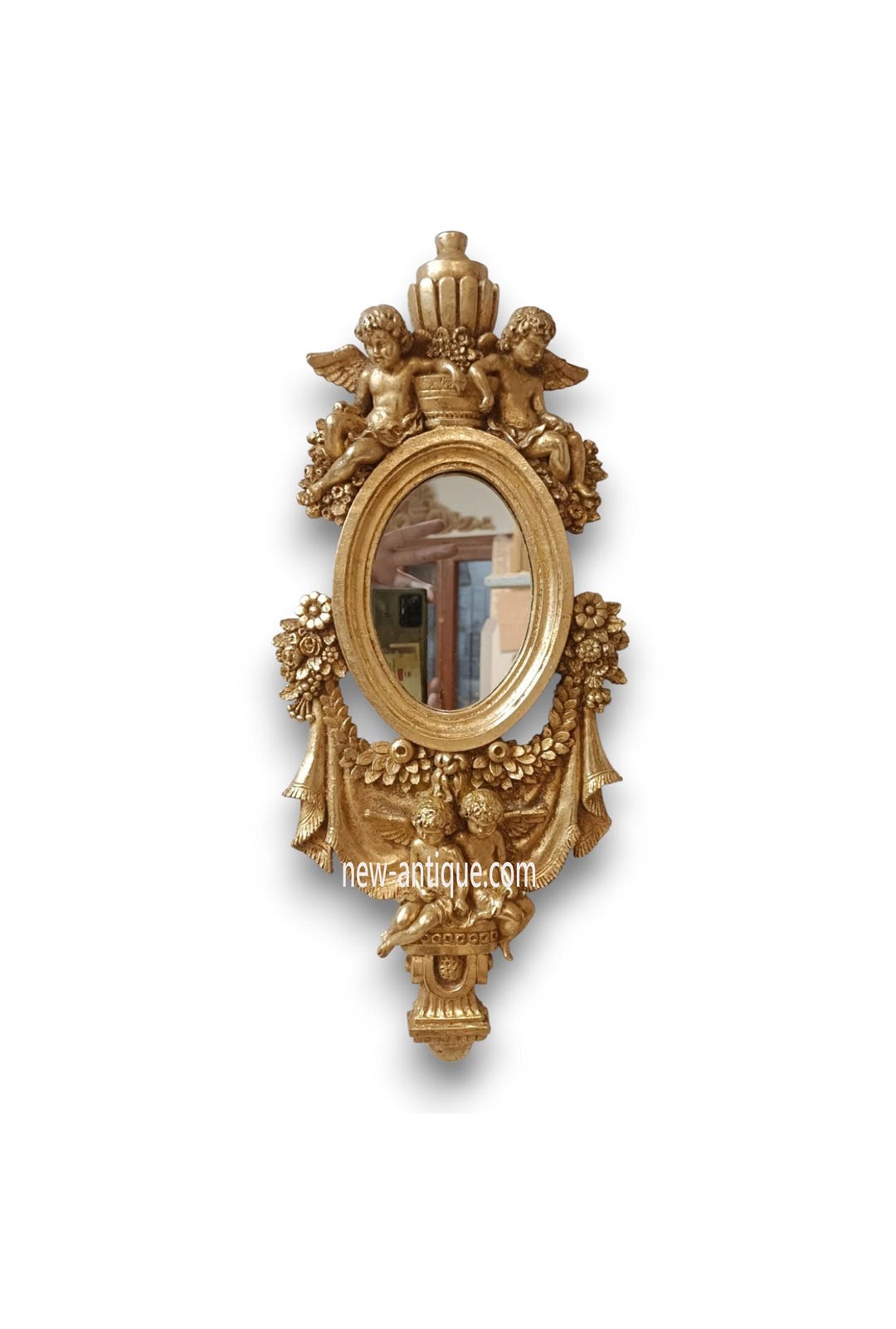 Espejo Decorativo Pan De Oro Con Angelitos - Ideal for Decorating ...