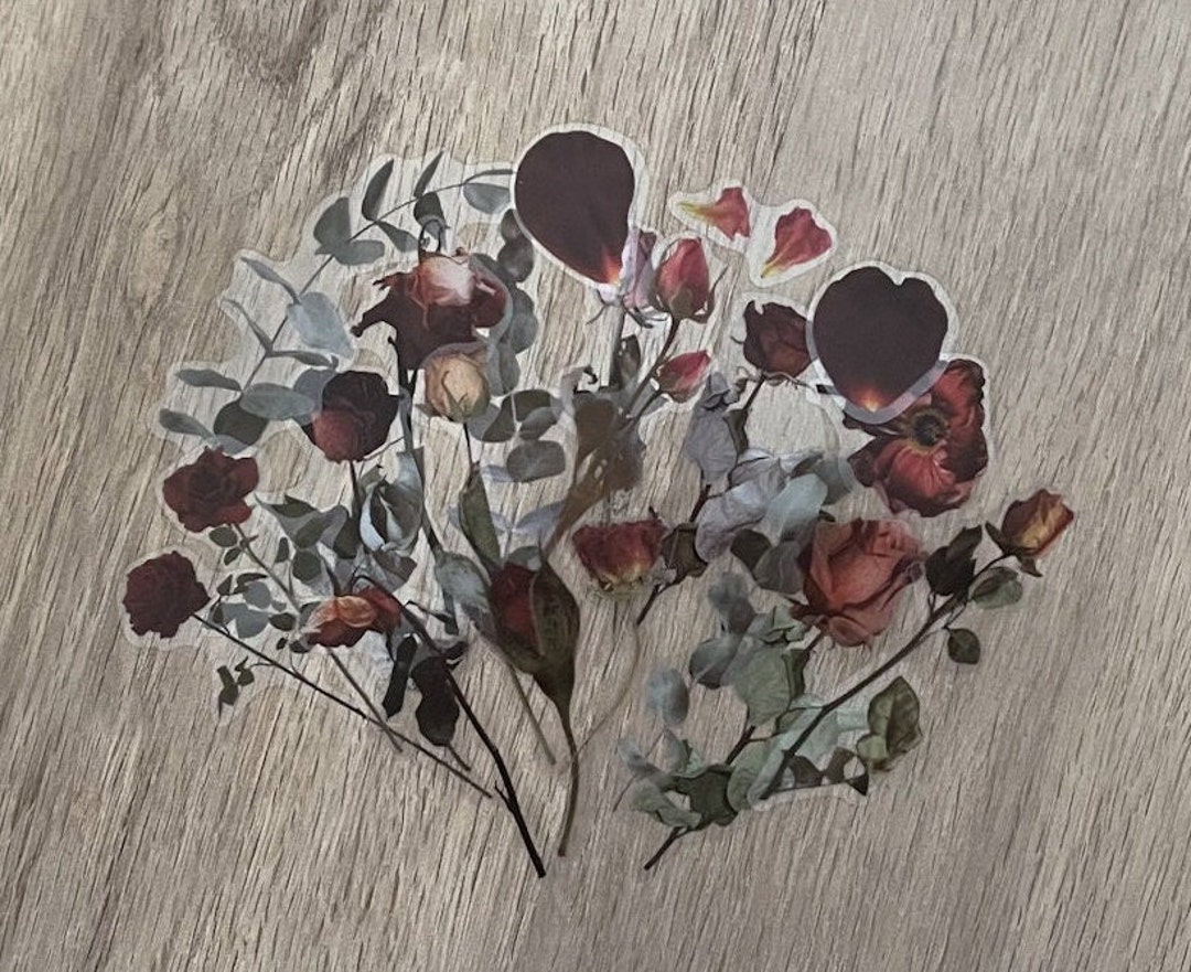 Journal Stickers Flowers Sticker Pack Dark Red Sticker Pack ...