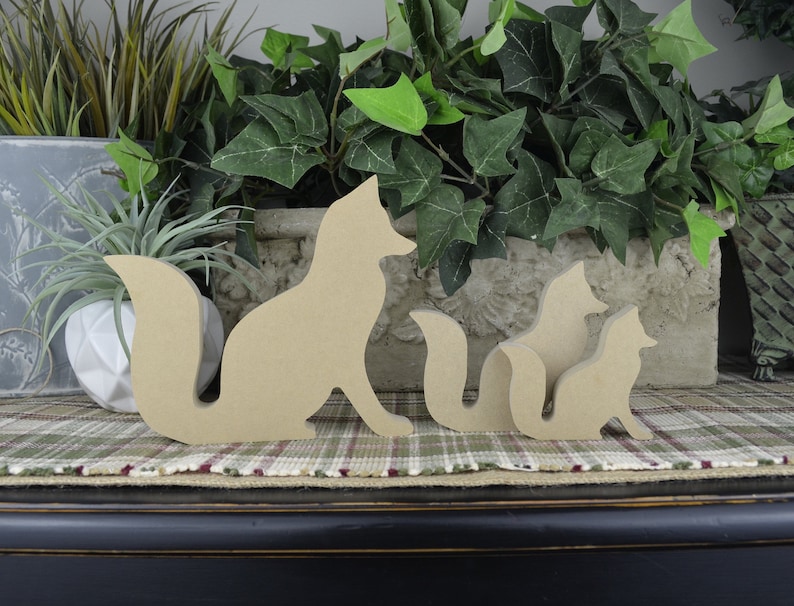 Fox Wood Cutout- Unfinished Wood Fox- Animal Crafts for Mantle or Shelf ...