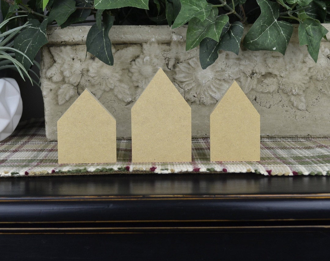 Wood House Cutouts- DIY Decorations for Tiered Tray- Unfinished Crafts ...