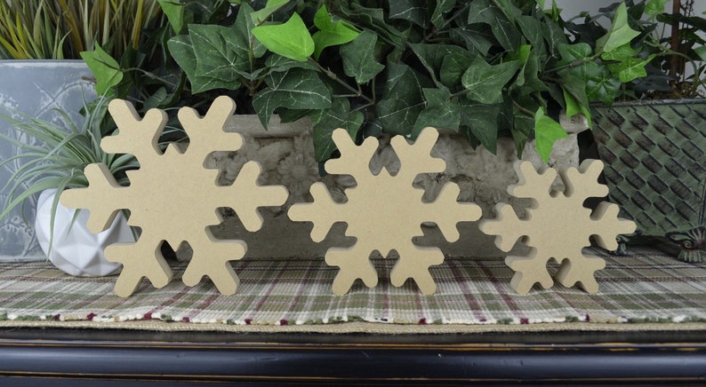 Snowflake Wood Cutout MDF Winter Craft Free Standing Winter | Etsy