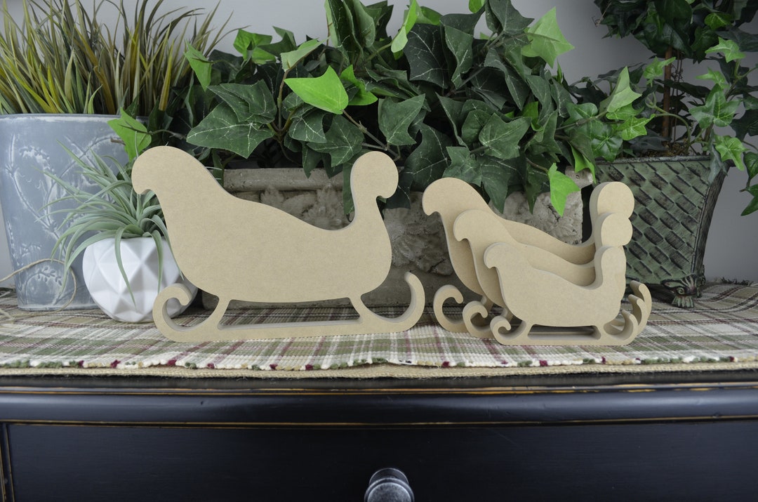 Sleigh Wood Cutout- DIY Santa Sleigh- Wood Holiday Craft- Christmas ...
