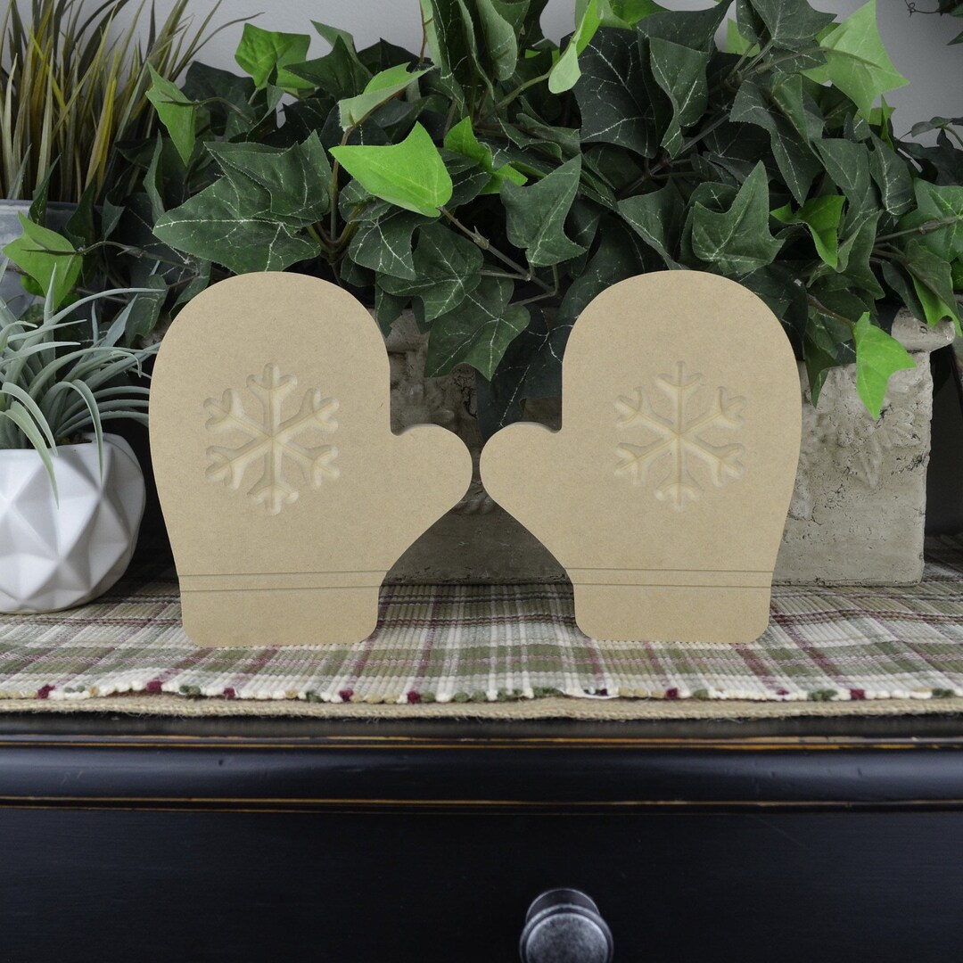 Mitten Wood Cutouts- Unfinished DIY Winter Craft- Free Standing- Gloves ...
