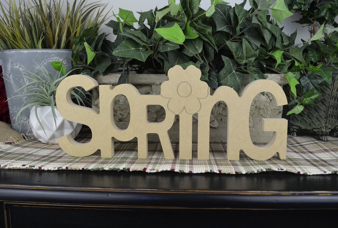 Spring Word Cutout- Freestanding- Spring Wood Craft- DIY Unfinished ...