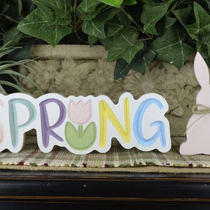 Spring Word Cutout- Free Standing- Spring Wood Craft- Tiered Tray Decor ...