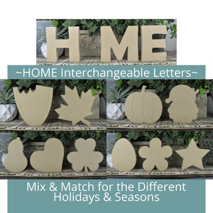 DIY Interchangeable Home Letters- Unfinished Wood Seasonal Decor- Set ...