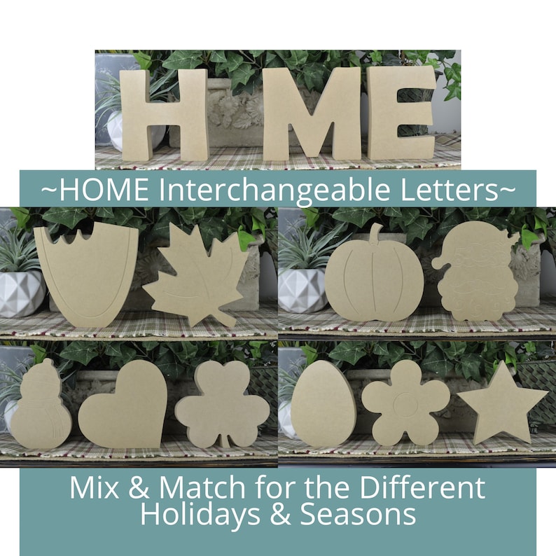 DIY Interchangeable Home Letters Unfinished Wood Seasonal | Etsy